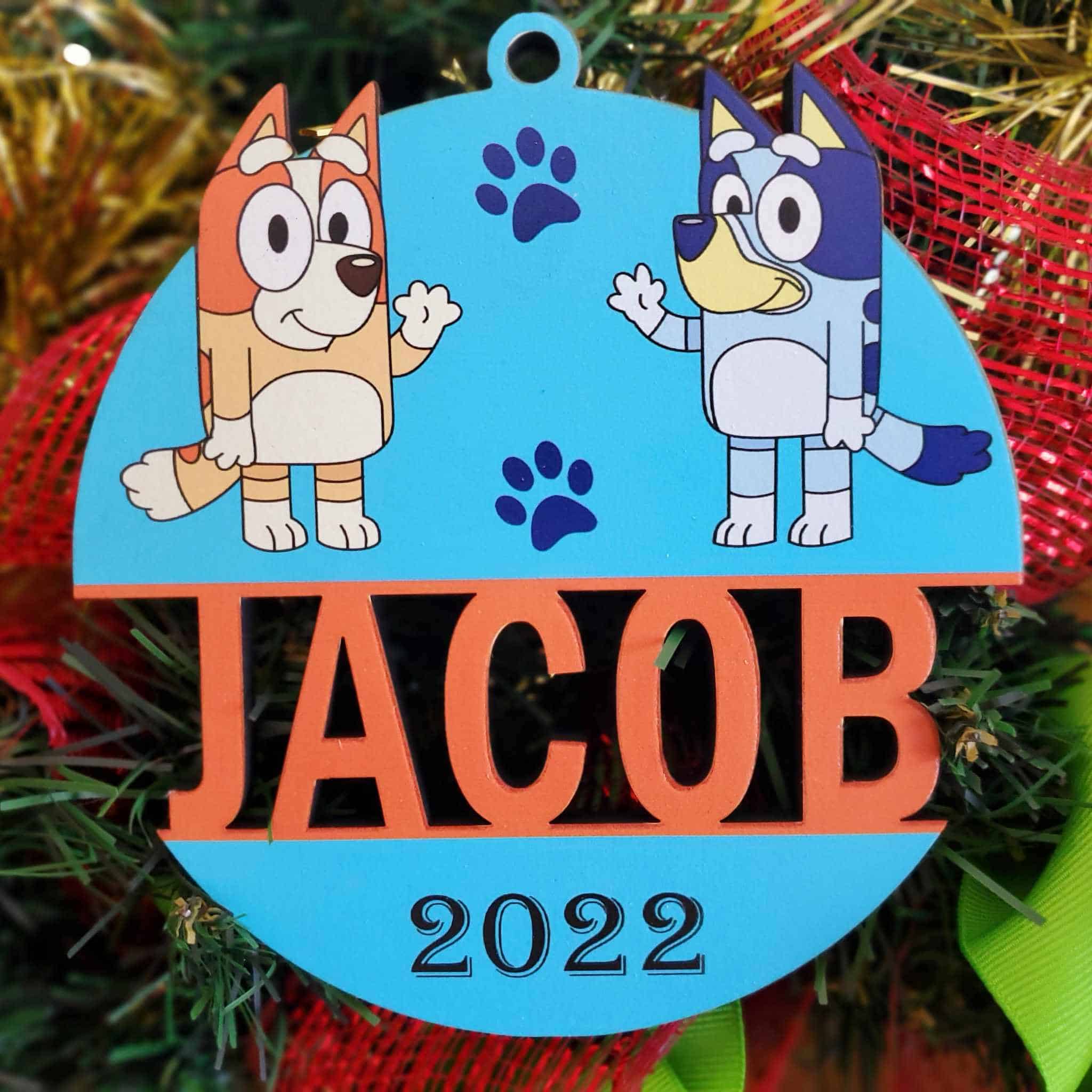 Bluey and Bingo - Blue Ornament - Dad's Wooden Garage