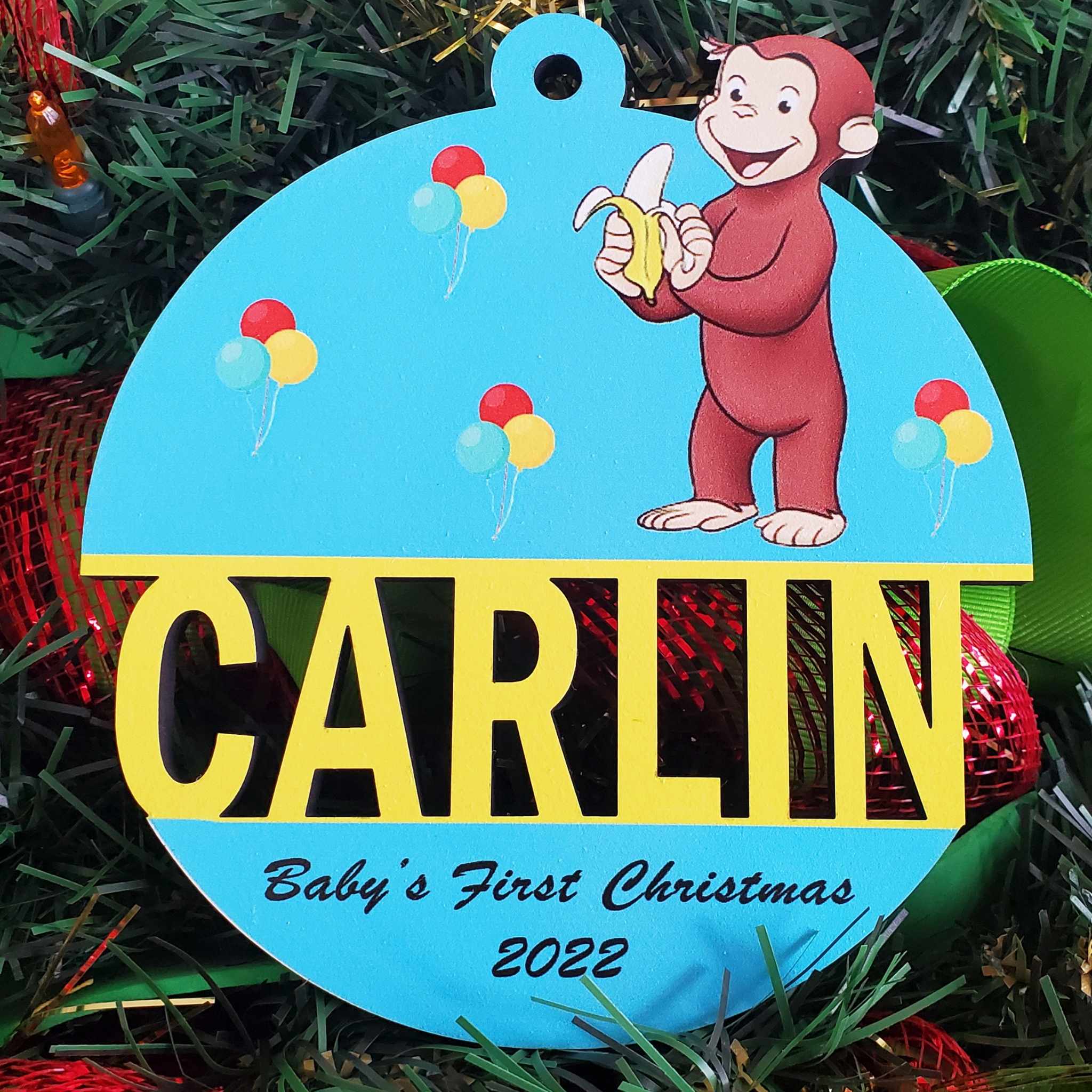 Curious George Ornament - Dad's Wooden Garage